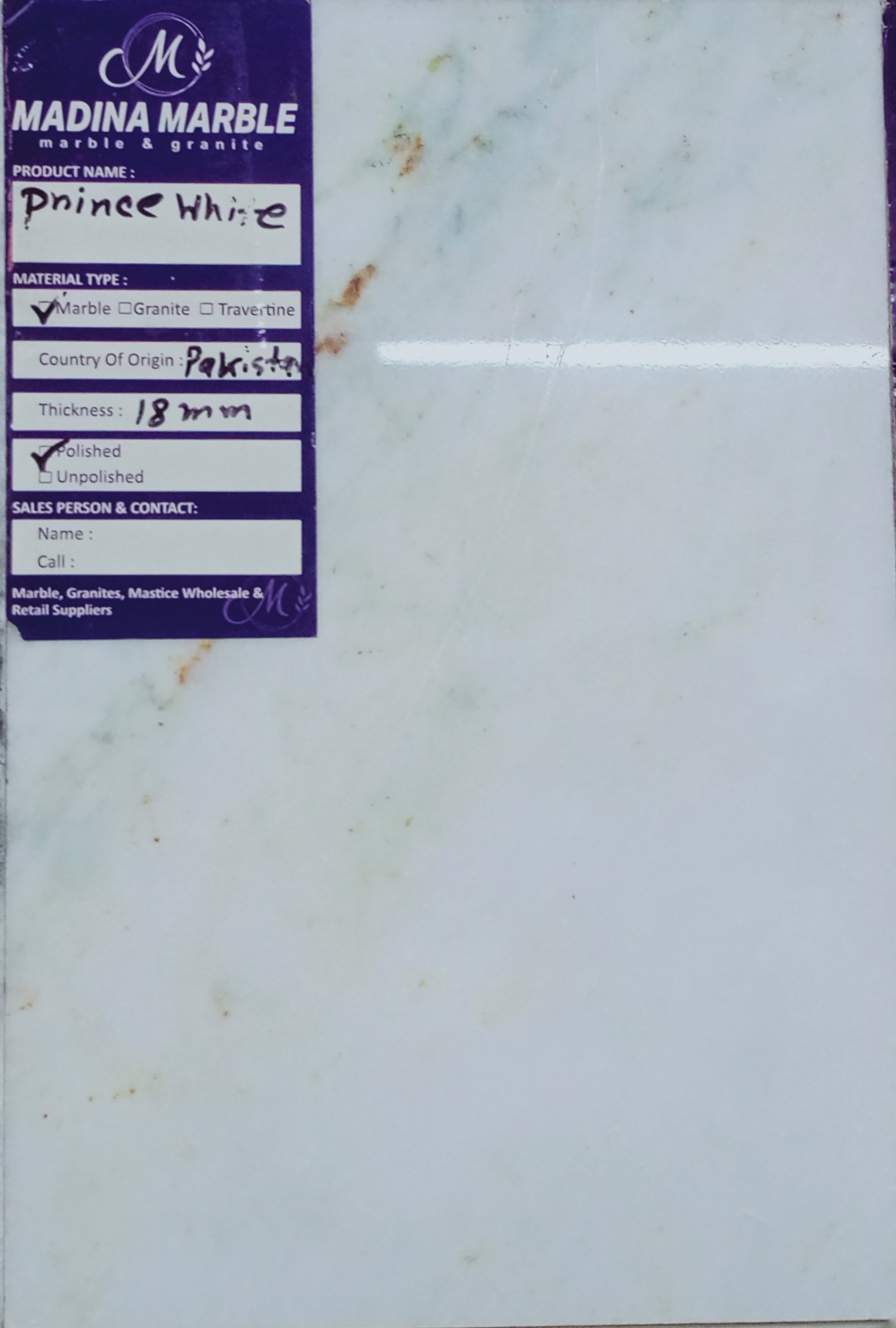Madina Prince White Marble - ConstructionMart