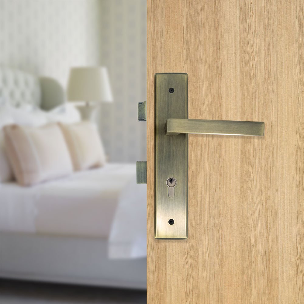 Axon Main Door Lock Set With Plate AB - ConstructionMart